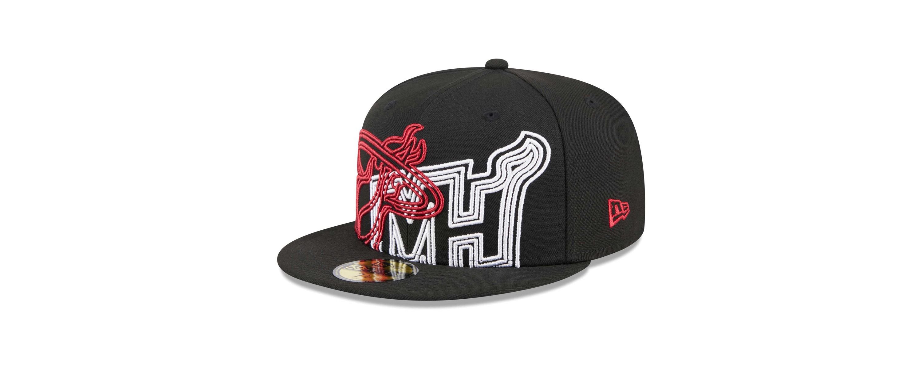 New Era NBA Miami Heat Game Day Hollow Logo Mashup 59FIFTY Fitted Hat ...