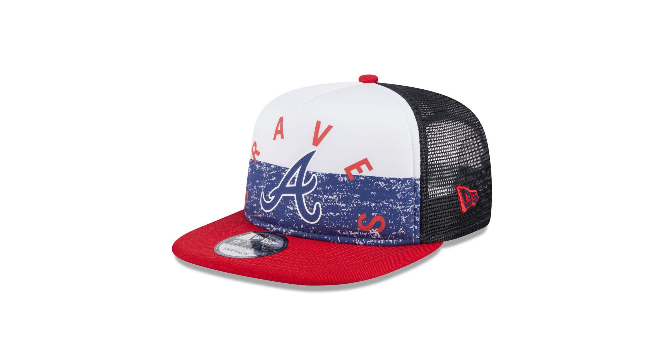 New Era MLB White/Red Atlanta Braves Team Foam Front A-Frame Trucker ...