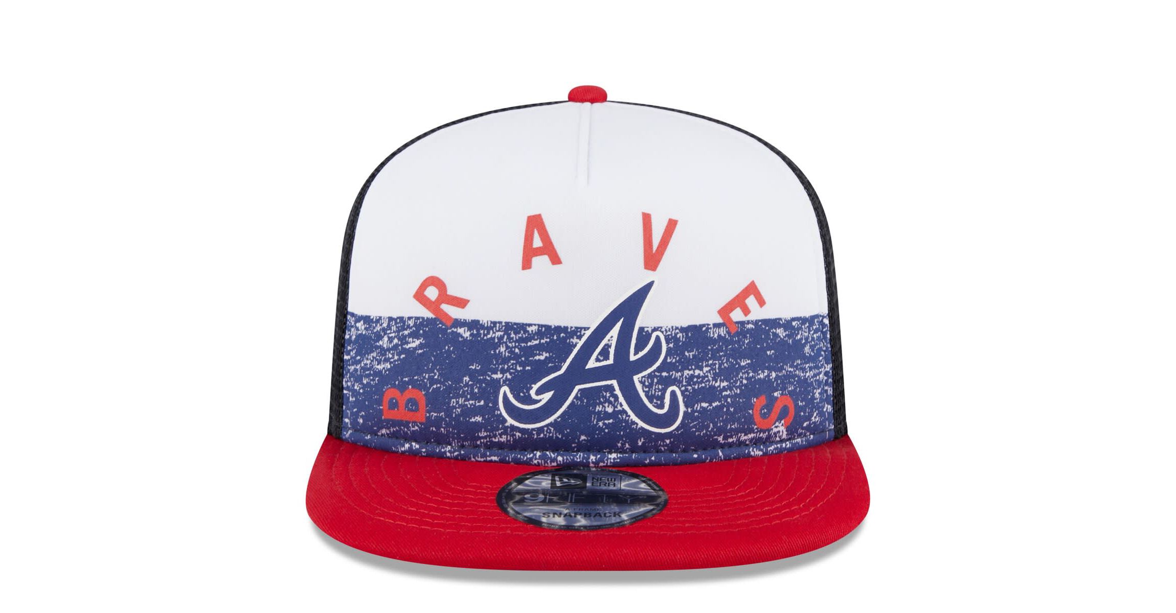 New Era MLB White/Red Atlanta Braves Team Foam Front A-Frame Trucker ...