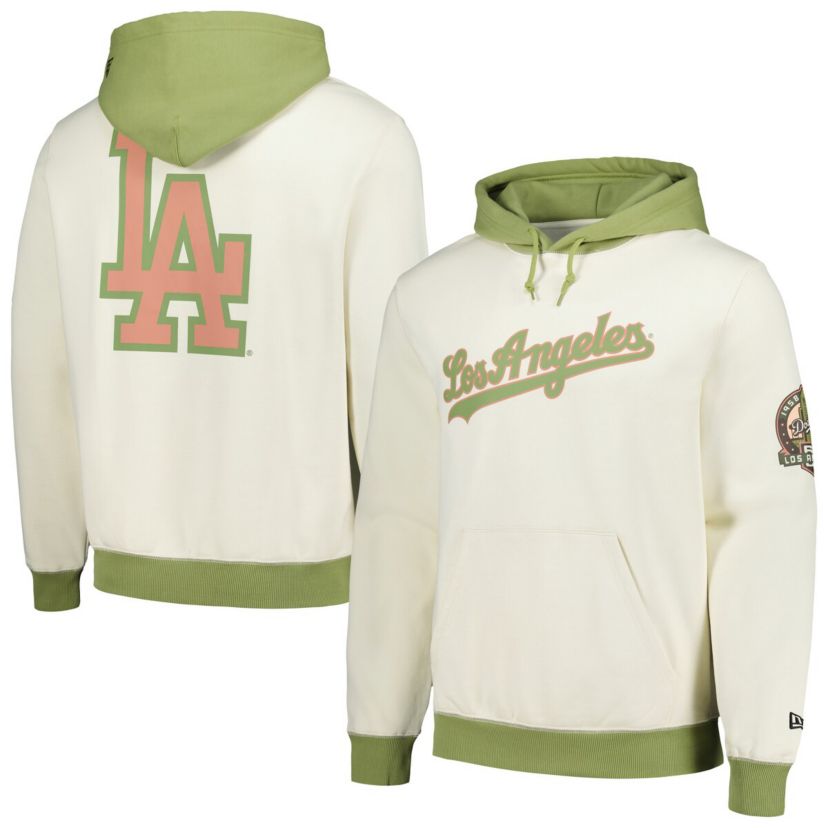 New Era MLB Cream/Green Los Angeles Dodgers Color Pop Pullover Hoodie ...