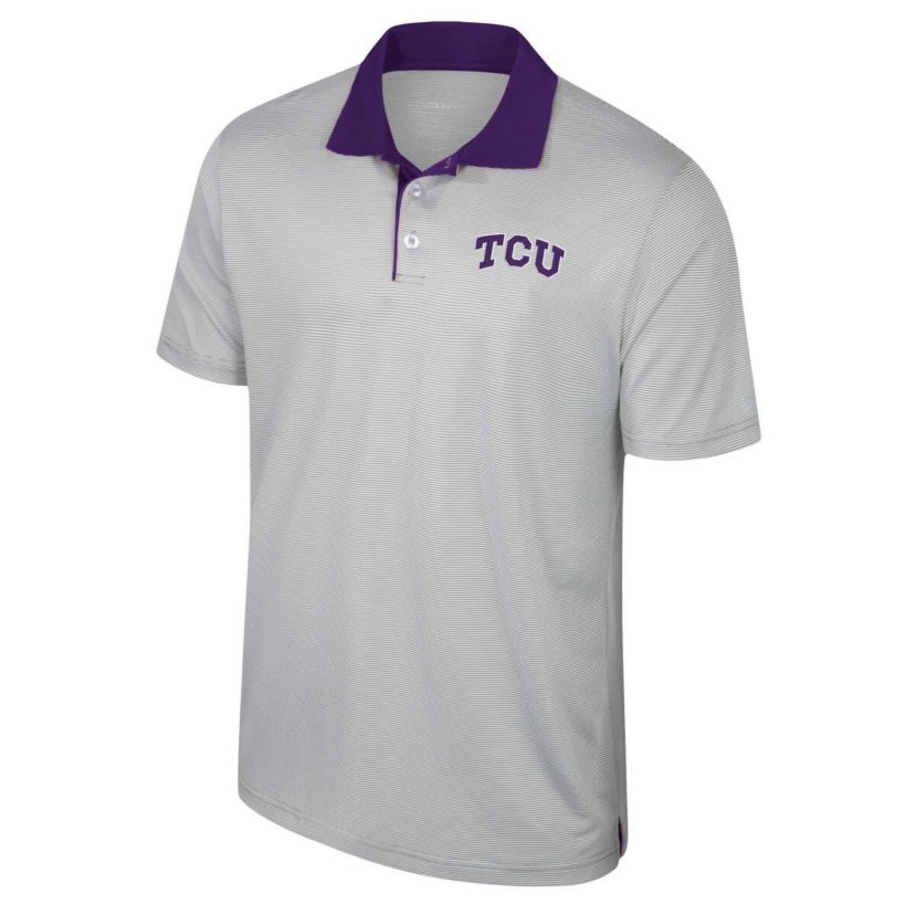 Colosseum NCAA TCU Horned Frogs Tuck Striped Polo | Belk