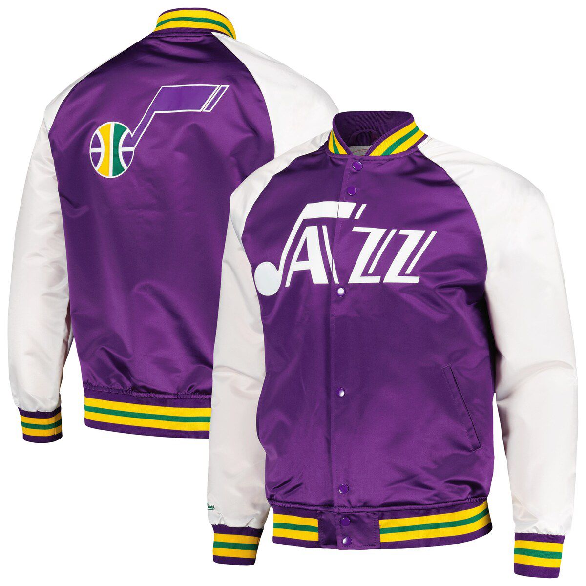 Mitchell & Ness NBA Utah Jazz Double Clutch Satin Raglan Full-Snap ...