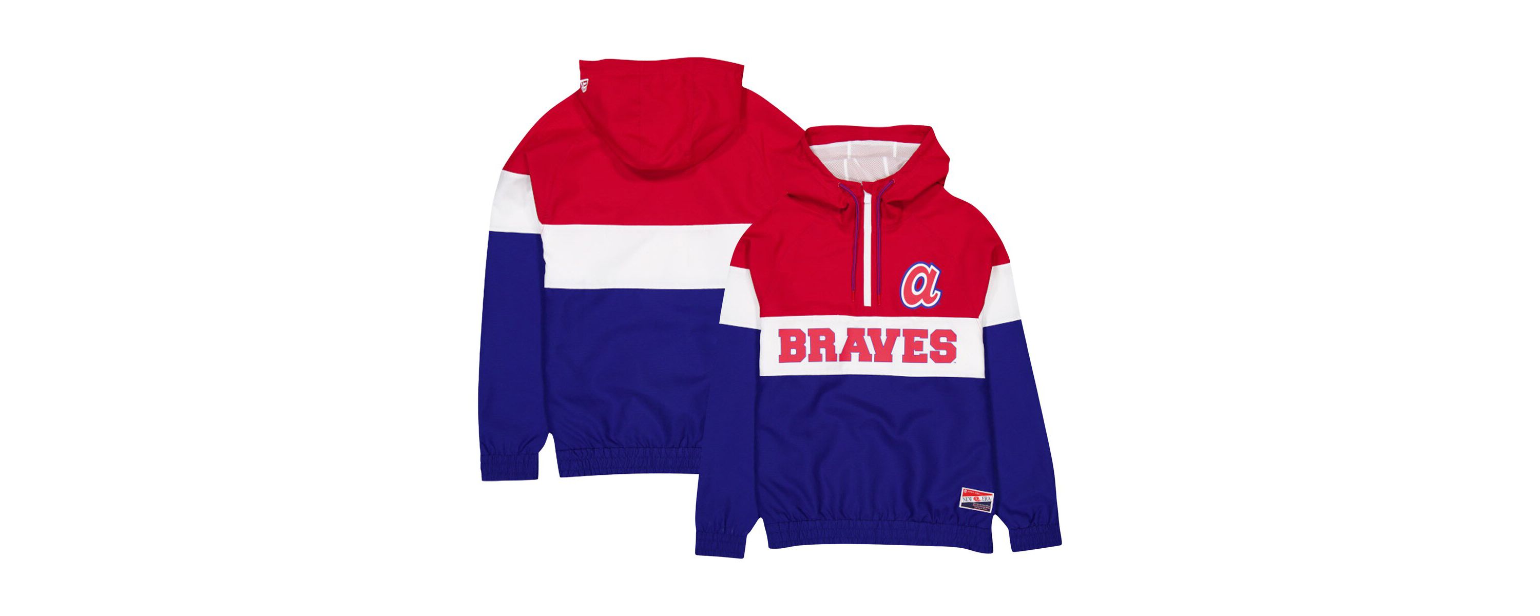 New Era MLB Atlanta Braves Ripstop Raglan Quarter-Zip Hoodie ...