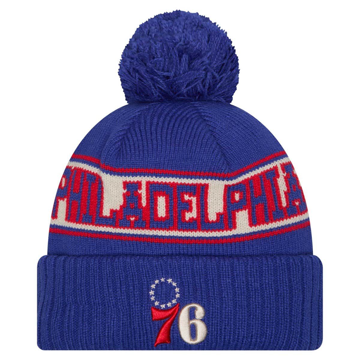 New Era NBA Philadelphia 76ers Throwback Retro Cuffed Knit Hat with Pom ...