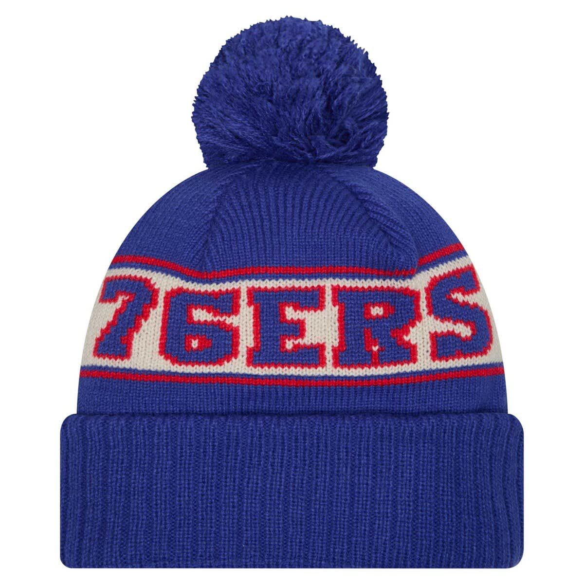 New Era NBA Philadelphia 76ers Throwback Retro Cuffed Knit Hat with Pom ...