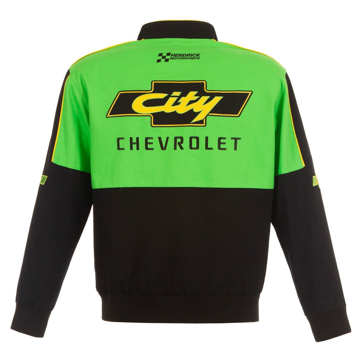 JH Design NASCAR Black/Green City Chevrolet Legend Full-Snap Twill ...