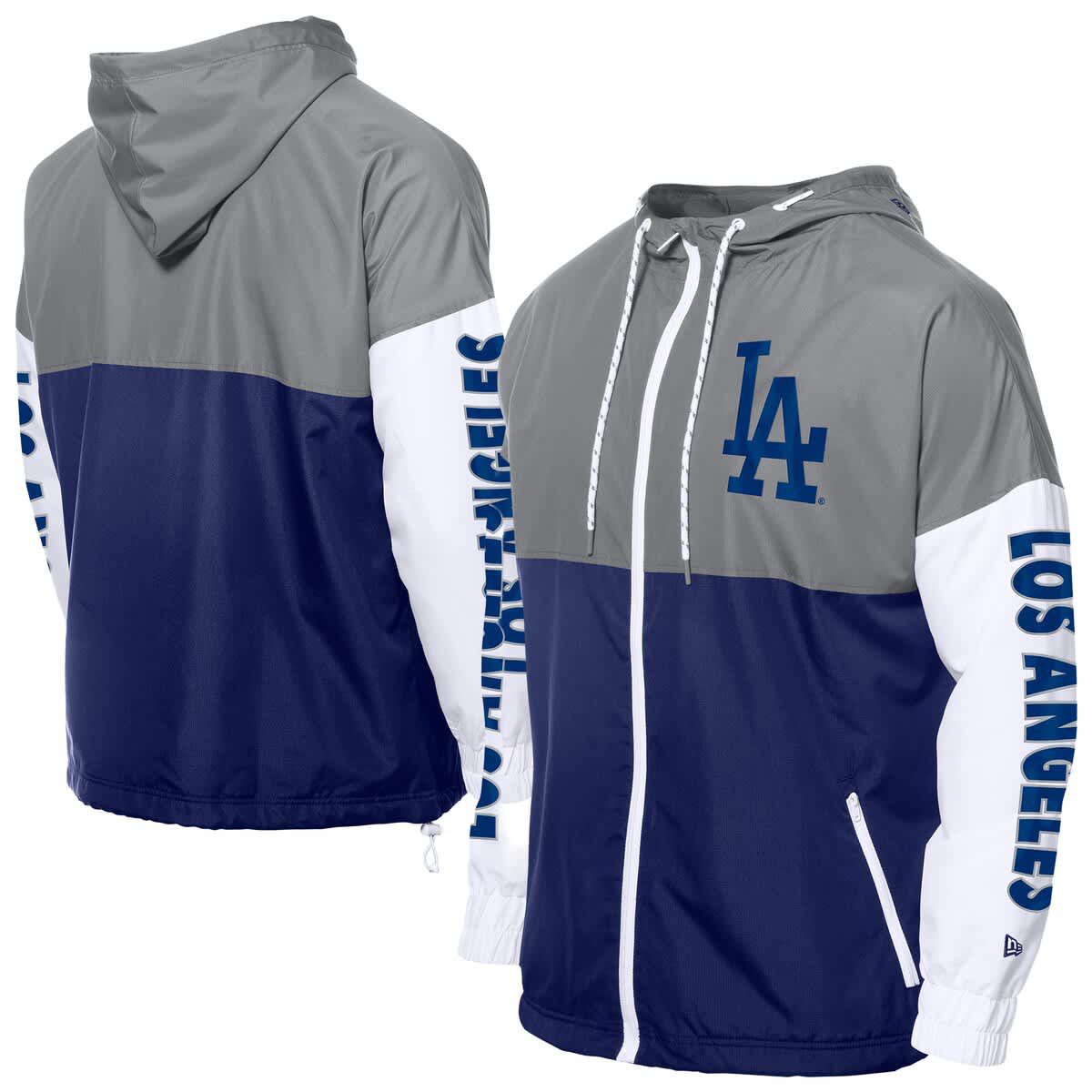 New Era MLB Royal/Gray Los Angeles Dodgers Color Block Full-Zip Hoodie ...