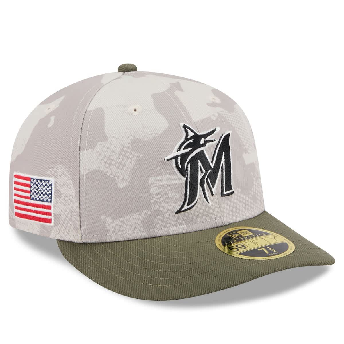 New Era MLB Light Beige/Olive Miami Marlins 2025 Armed Forces Day Low ...