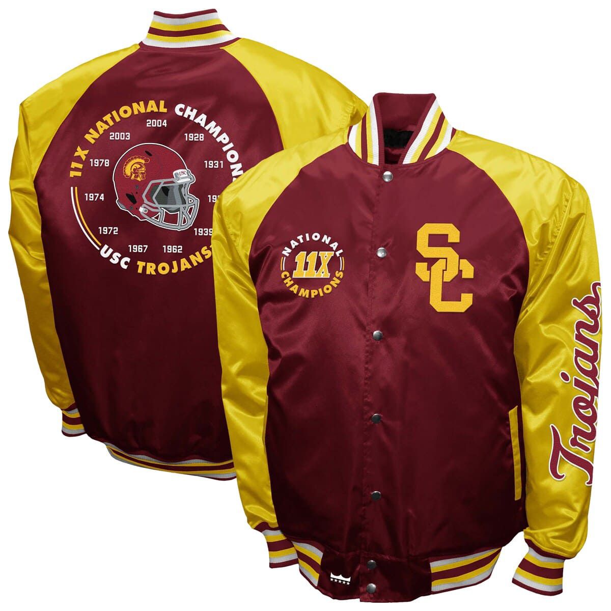 Franchise Club NCAA Franchise Club USC Trojans Satin Full-Snap Jacket ...