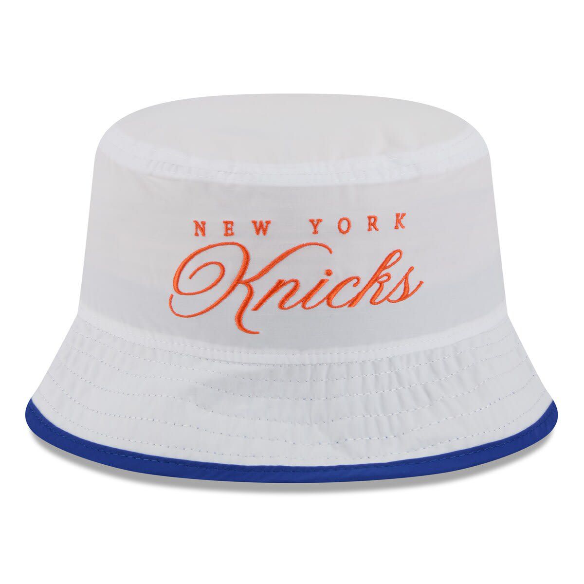 New Era NBA White/Blue New York Knicks 2025 NBA Draft Nylon Bucket Hat ...