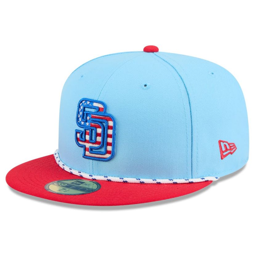 New Era MLB Light Blue/Red San Diego Padres 2025 Fourth of July 59FIFTY ...