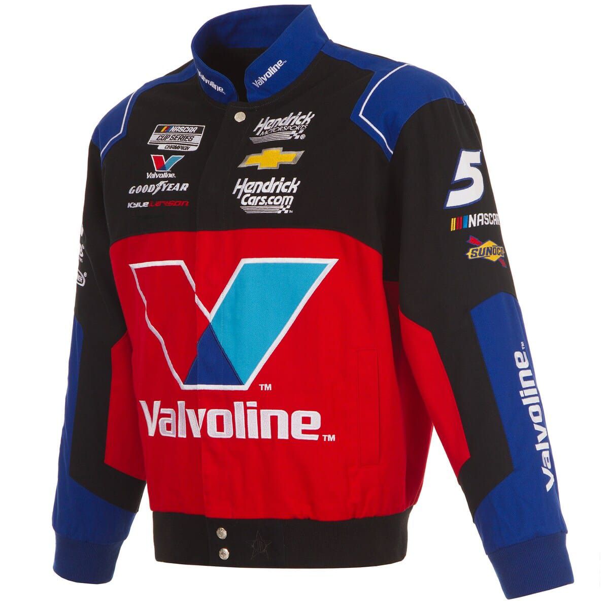 JH Design NASCAR Black/Red Kyle Larson Valvoline Full-Snap Twill ...