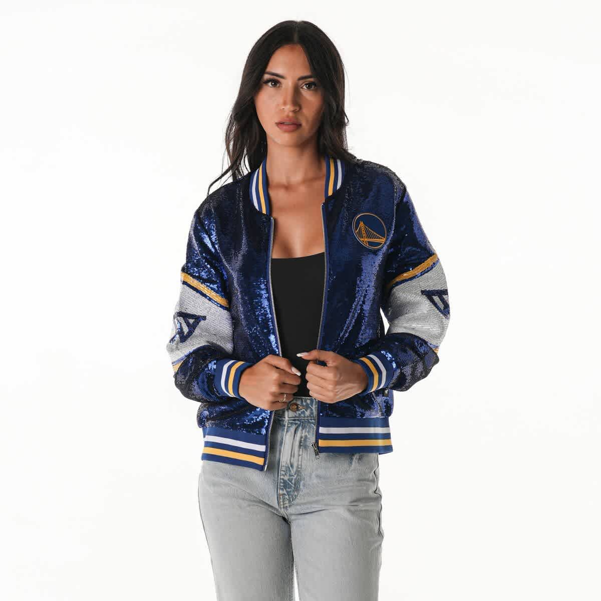 The Wild Collective NBA Unisex Golden State Warriors Sequin Bomber Full ...