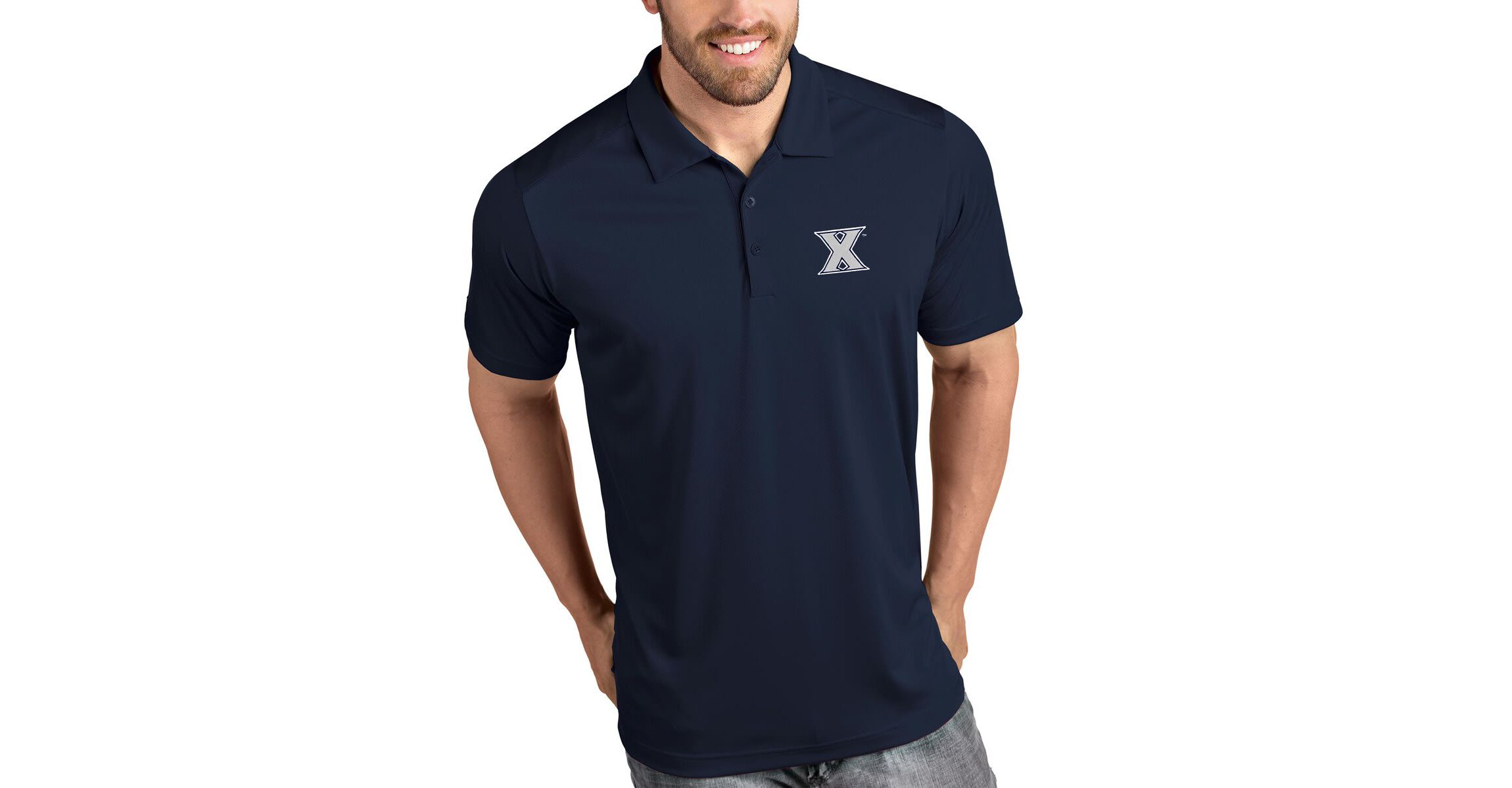 Antigua NCAA Xavier Musketeers Tribute Polo - Navy | Belk