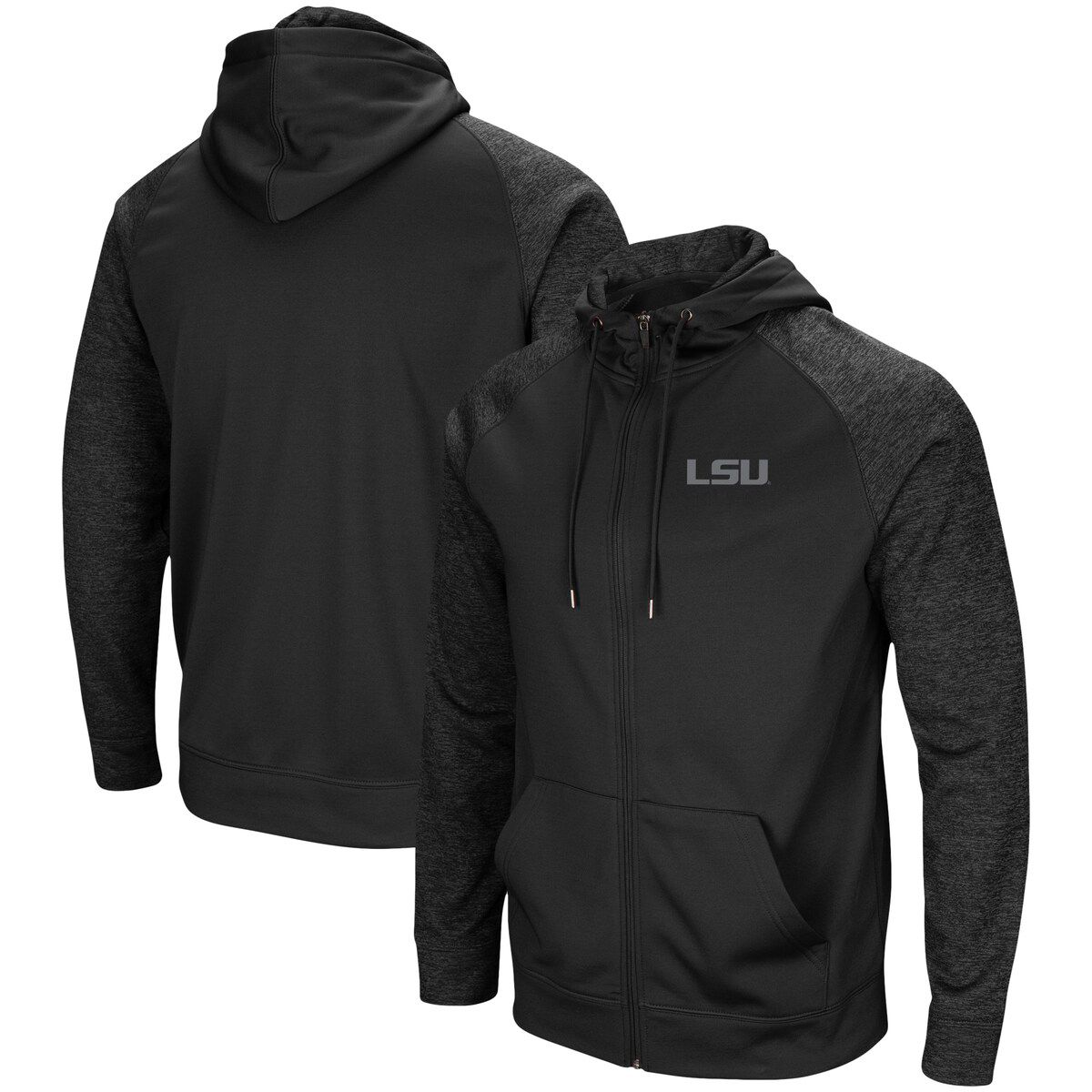 Colosseum NCAA LSU Tigers Blackout 3.0 Tonal Raglan Full-Zip Hoodie | Belk
