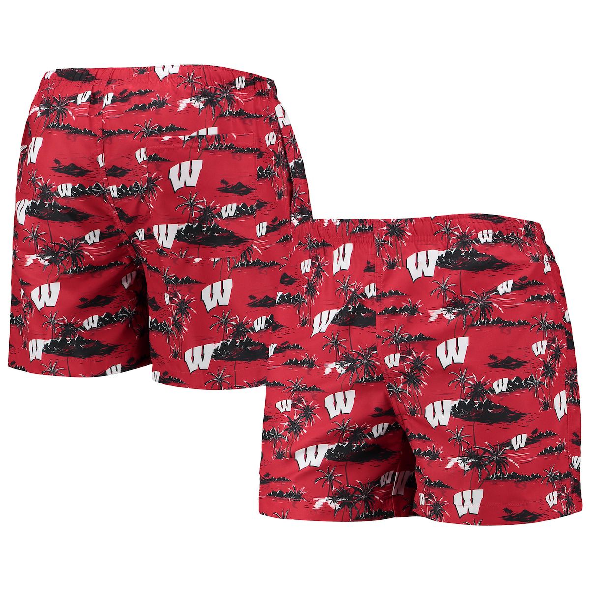 FOCO NCAA Wisconsin Badgers Island Palm Swim Trunks | Belk