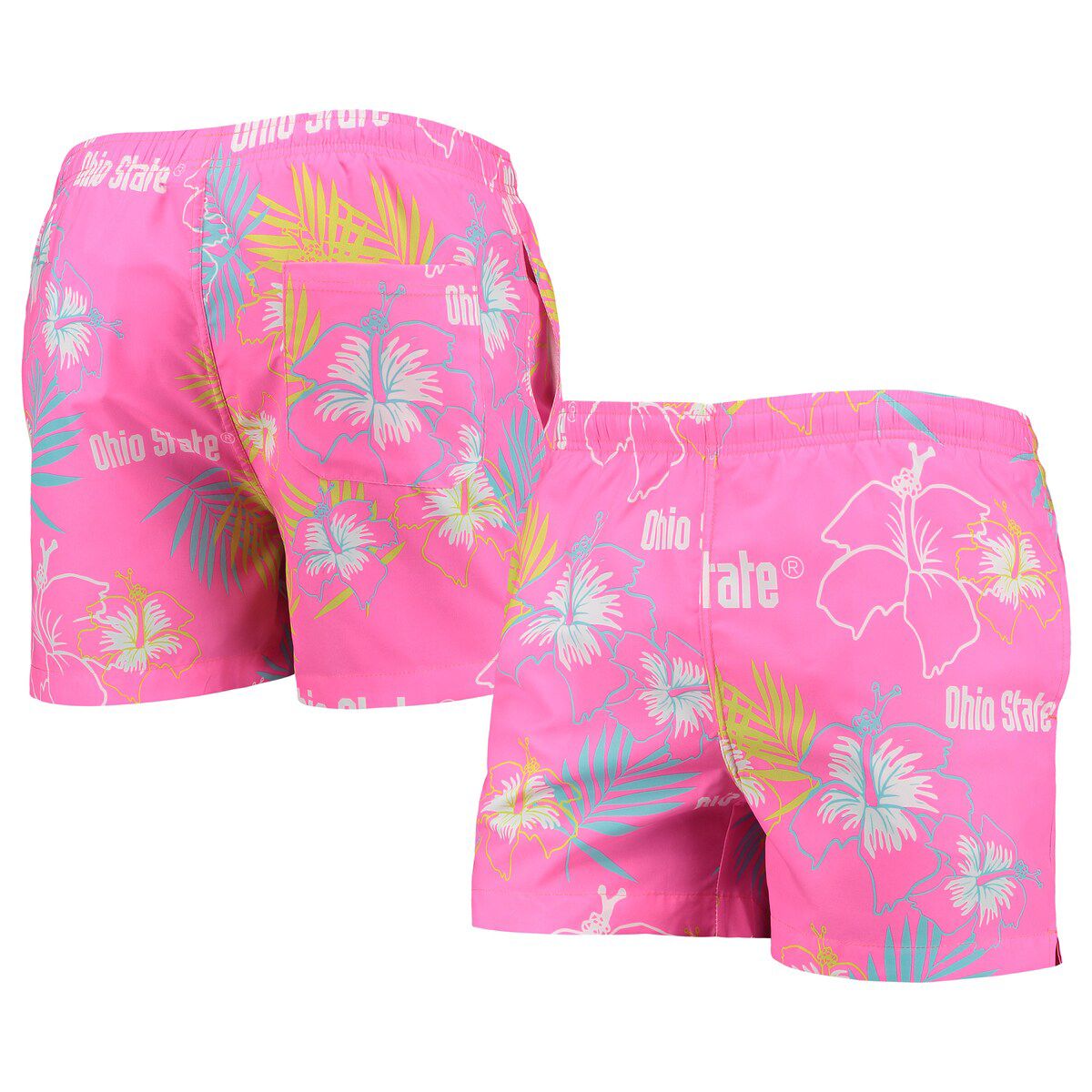 FOCO NCAA Ohio State Buckeyes Neon Floral Swim Trunks | Belk