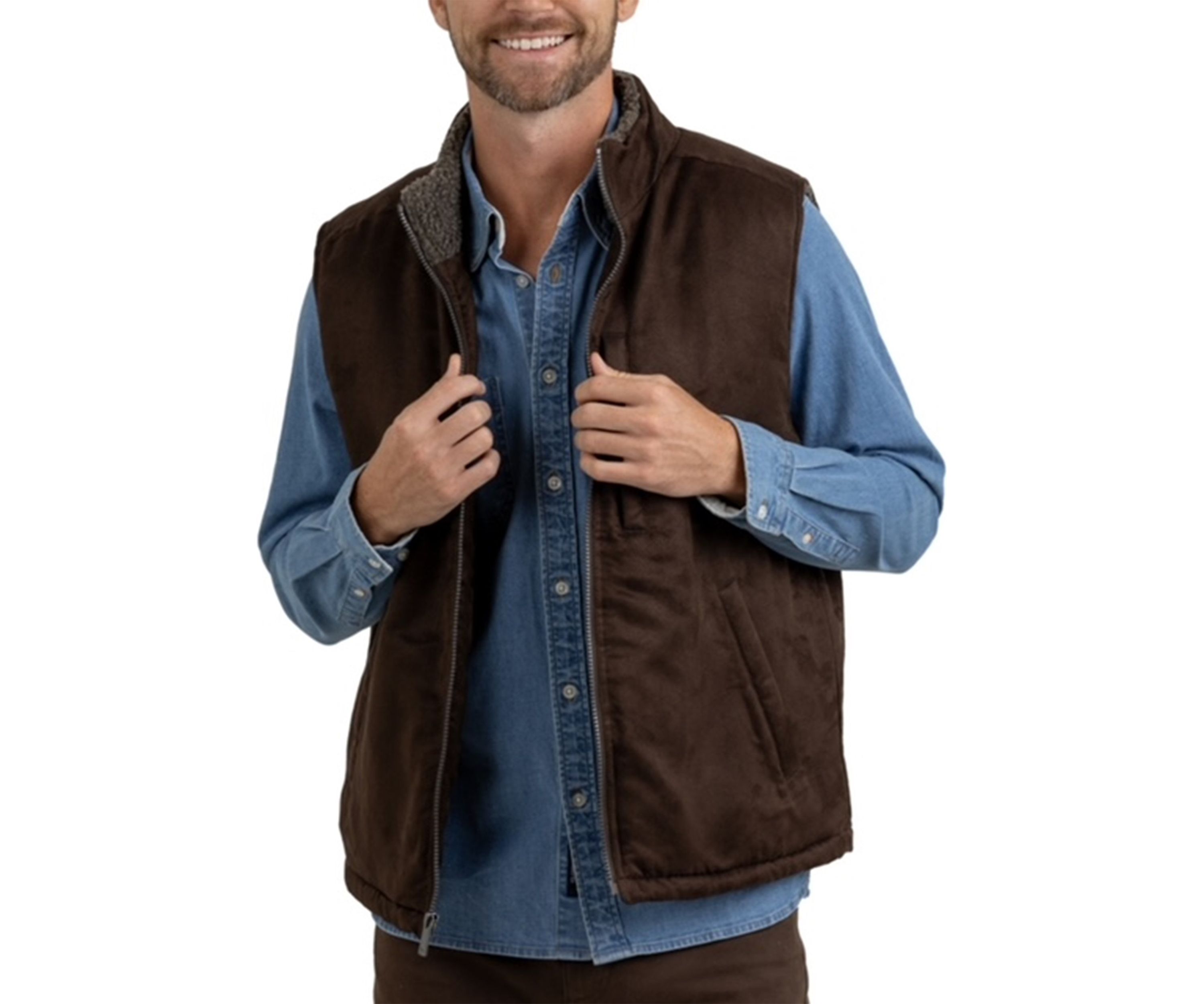 Rainforest Rainforest Nubuck Sherpa Lined Micro Suede Vest | Belk