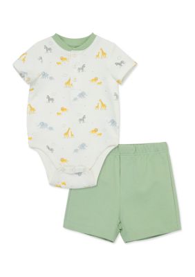 Little Me Baby Boys Safari Printed Bodysuit and Shorts Set | belk