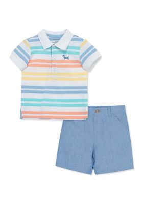 Little Me Baby Boys Striped Polo Shirt and Shorts Set | belk