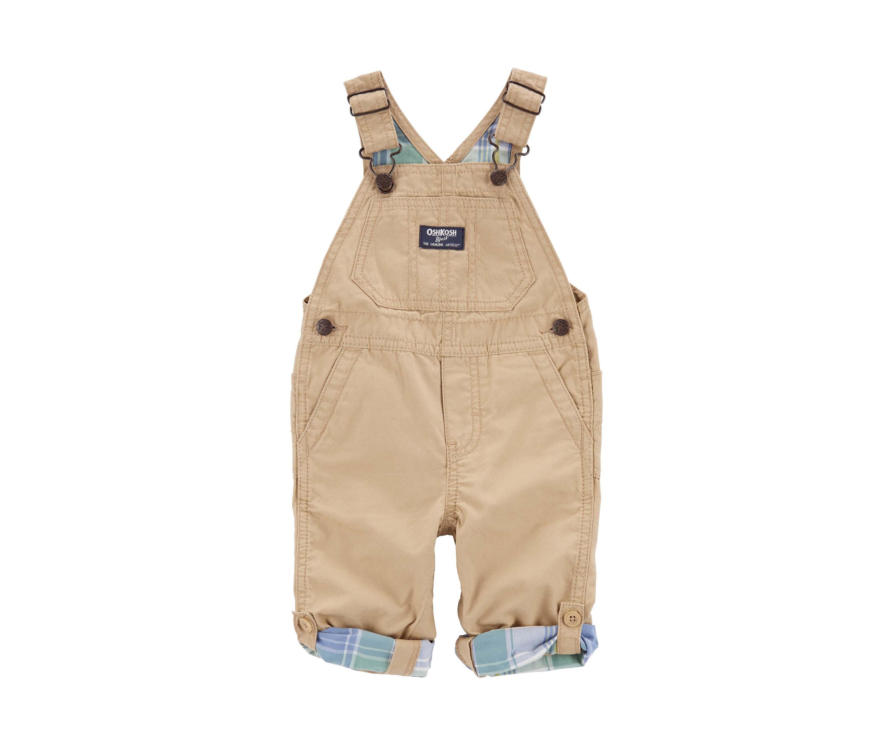 OshKosh B'gosh® Baby Boys Canvas Overalls with Plaid Cuffs | Belk