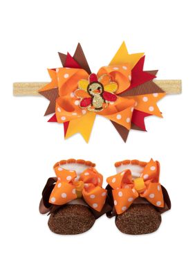 Baby Essentials Baby Girls Turkey Dot Bow and Socks Set | belk