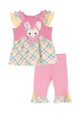 Rare Editions Baby Girls Plaid Bunny Legging Set | Belk