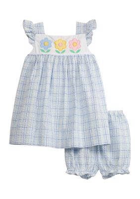 Petit Ami Baby Girls Plaid Flower Dress and Bloomers | belk