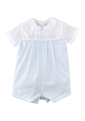 Petit Ami Baby Boys Shadow Bunny Stitched Romper | belk