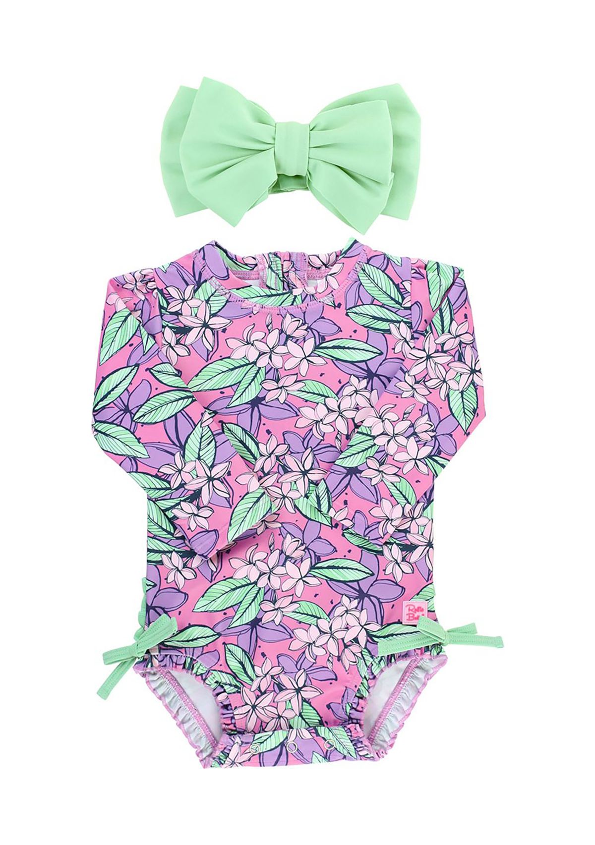 RuffleButts Toddler Girls Violet Valley One Piece Rash Guard & Sage ...