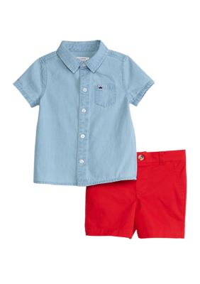 Crown & Ivy™ Toddler Boys Button Down Shirt and Shorts Set | belk