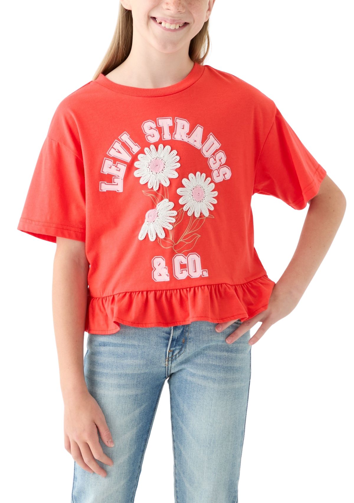 Levi's® Girls 7-16 Flower Logo Peplum Top | Belk