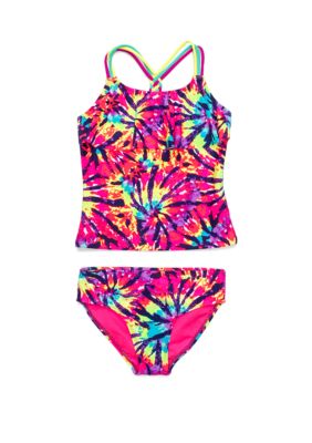 Breaking Waves Girls 7-16 Tie Dye Splash Tankini 2-Piece Swim Set | belk