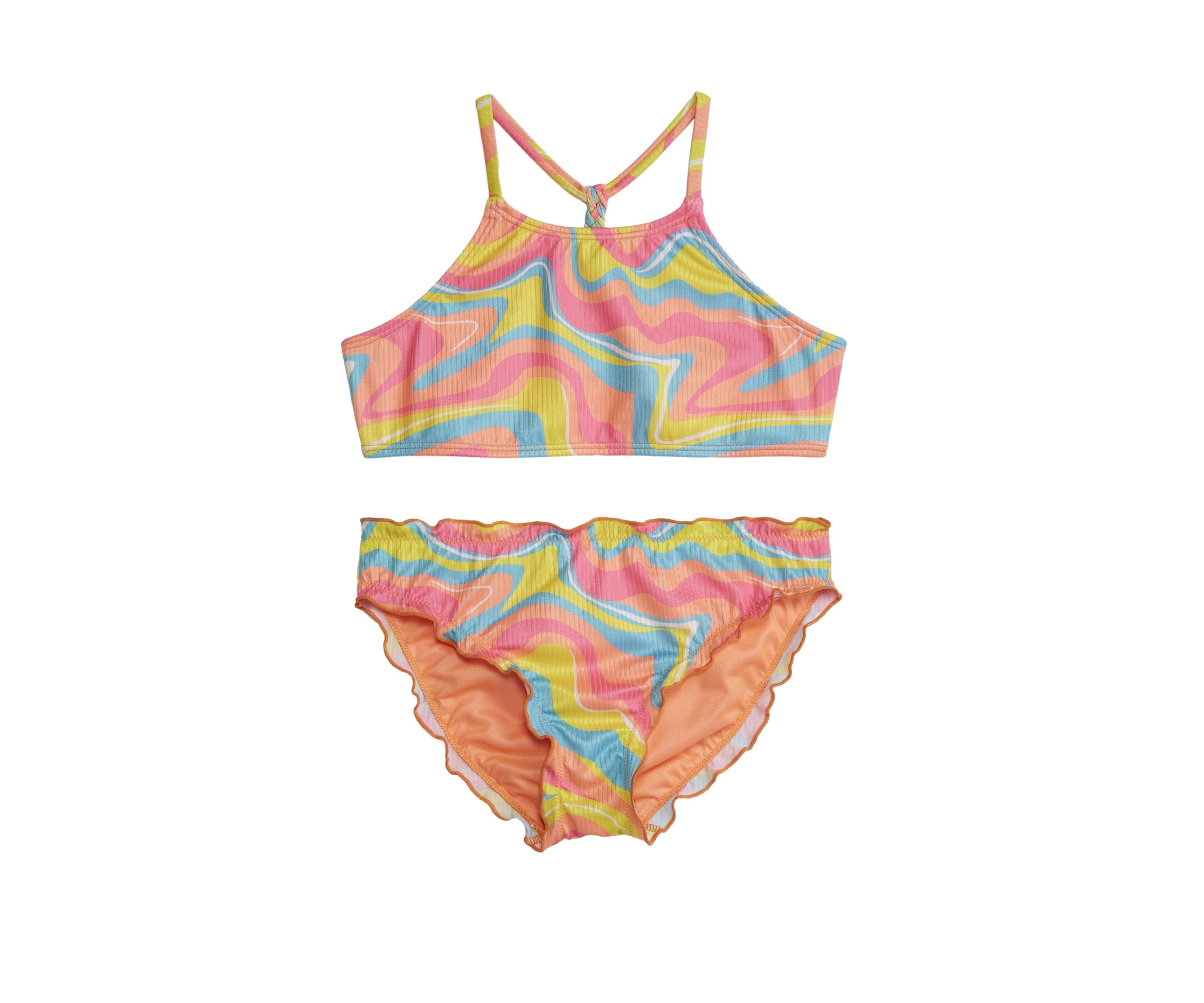 Breaking Waves Girls 7-16 Halter Swim Top with Braid Back Detail and ...