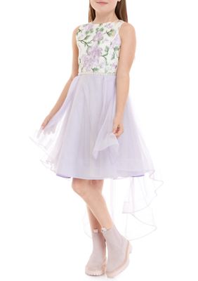 Rare Editions Girls 7-16 Embroidered Mesh Illusion Bodice Top Dress | belk