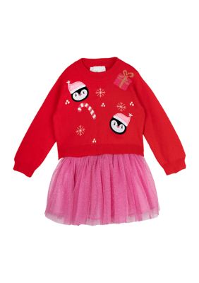 Rare Editions Girls 4-6x Snowman Sweater Dress with Skirt | belk