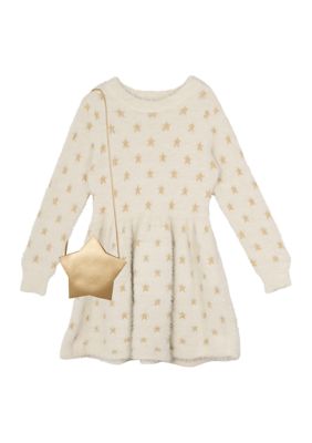 Rare Editions Girls 4-6x Star Sweater Dress with Pleather Bag Set | belk