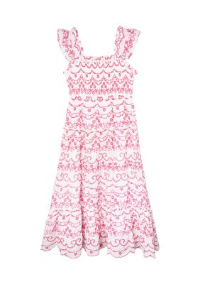 Rare Editions Girls 7-16 Eyelet Printed Maxi Dress | belk