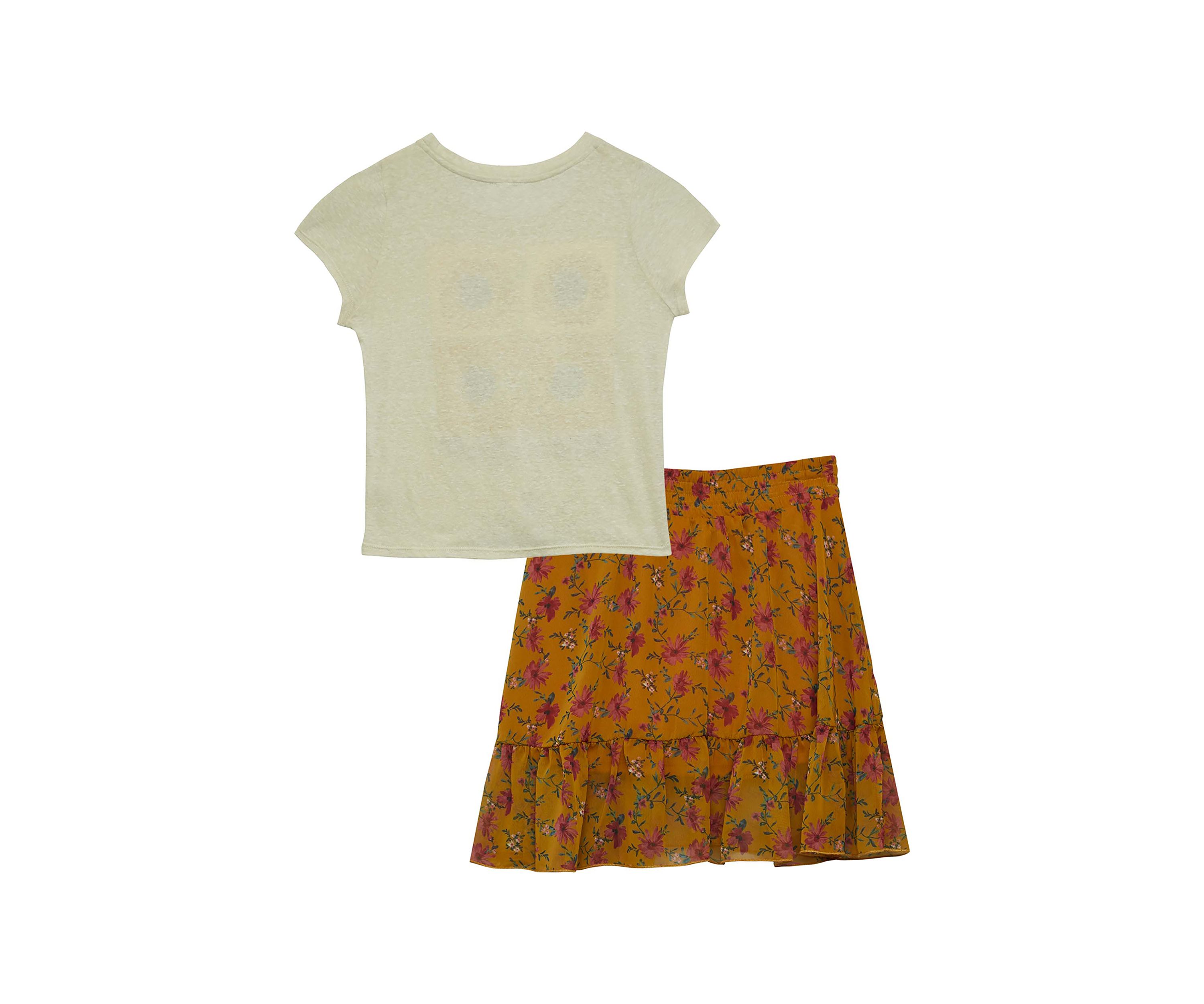 Beautees Girls 7-16 Sunflower Top and Chiffon Skirt Set | Belk