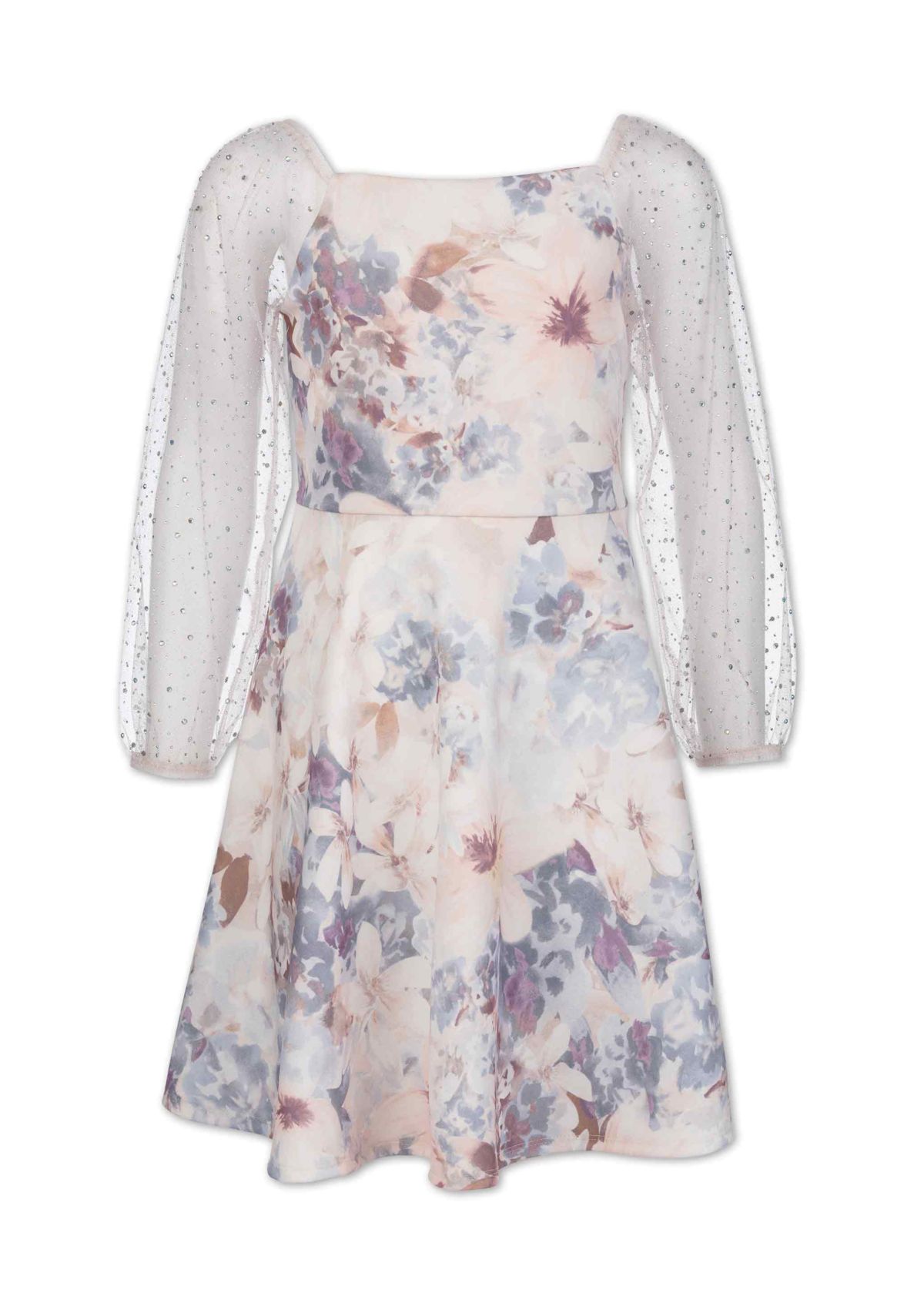 Speechless Girls 7-16 Floral Stone Illusion Sleeve Dress | Belk