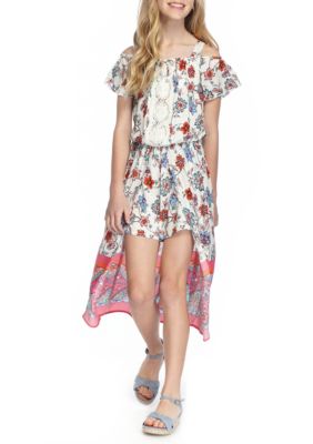 SEQUIN HEARTS girls Floral Border Romper with Skirt Girls 7-16 | belk