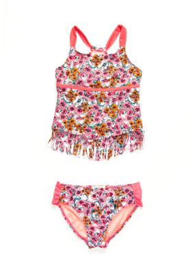 Jessica Simpson 2-Piece Floral Fringe Tankini Girls 7-16 | belk