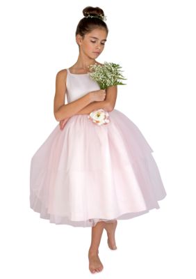 Us Angels Flower Girl Satin And Tulle Ballerina Dress With Flower ...