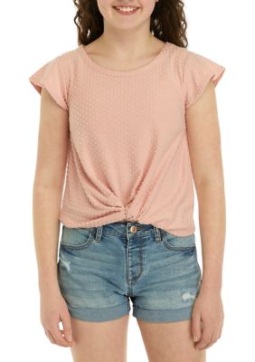 Pink Republic Girls 7-16 Twist Front Flutter Sleeve Top | belk