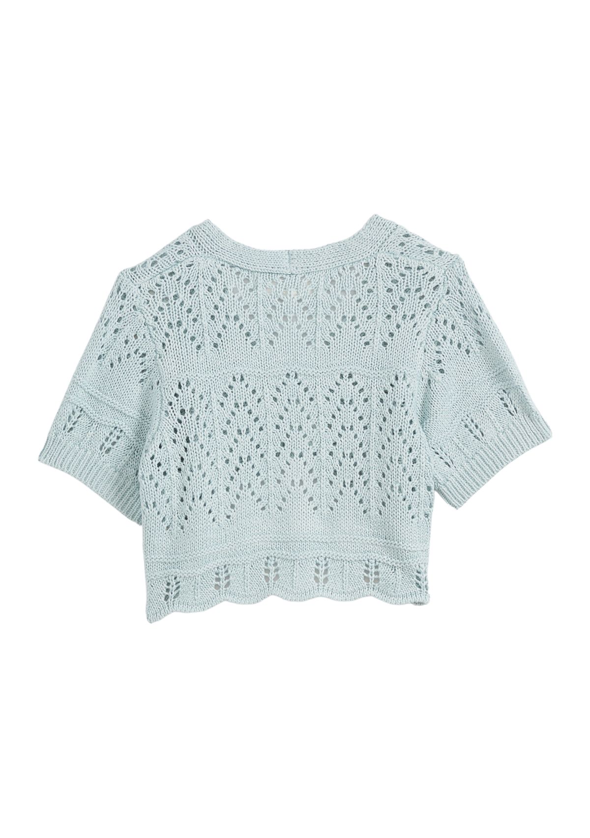 Pink Republic Girls 4-6x Short Sleeve Pointelle Cropped Cardigan | Belk