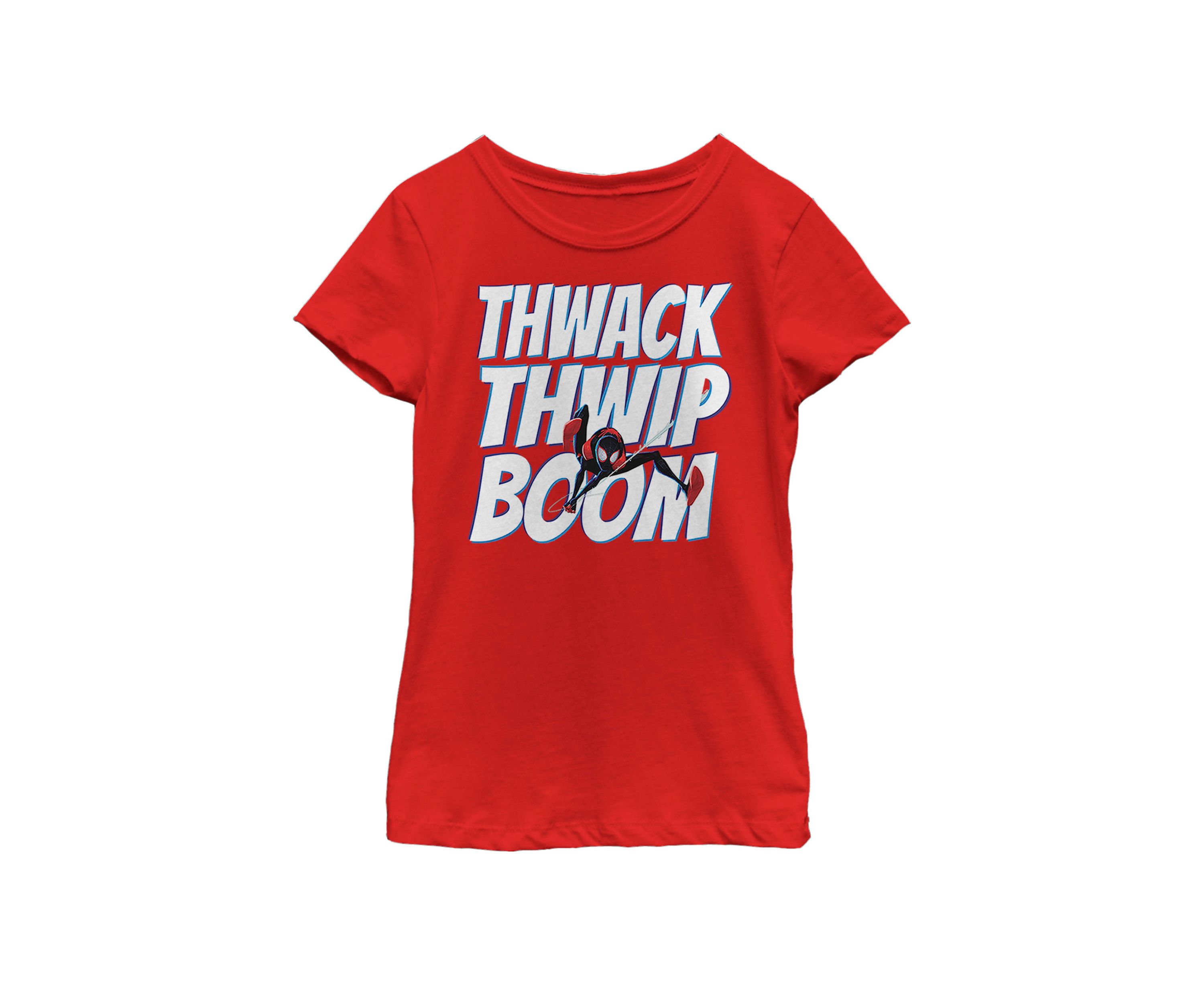 Marvel Girls Spider-Verse Twack Thwip Boom Short Sleeve Graphic T-Shirt ...