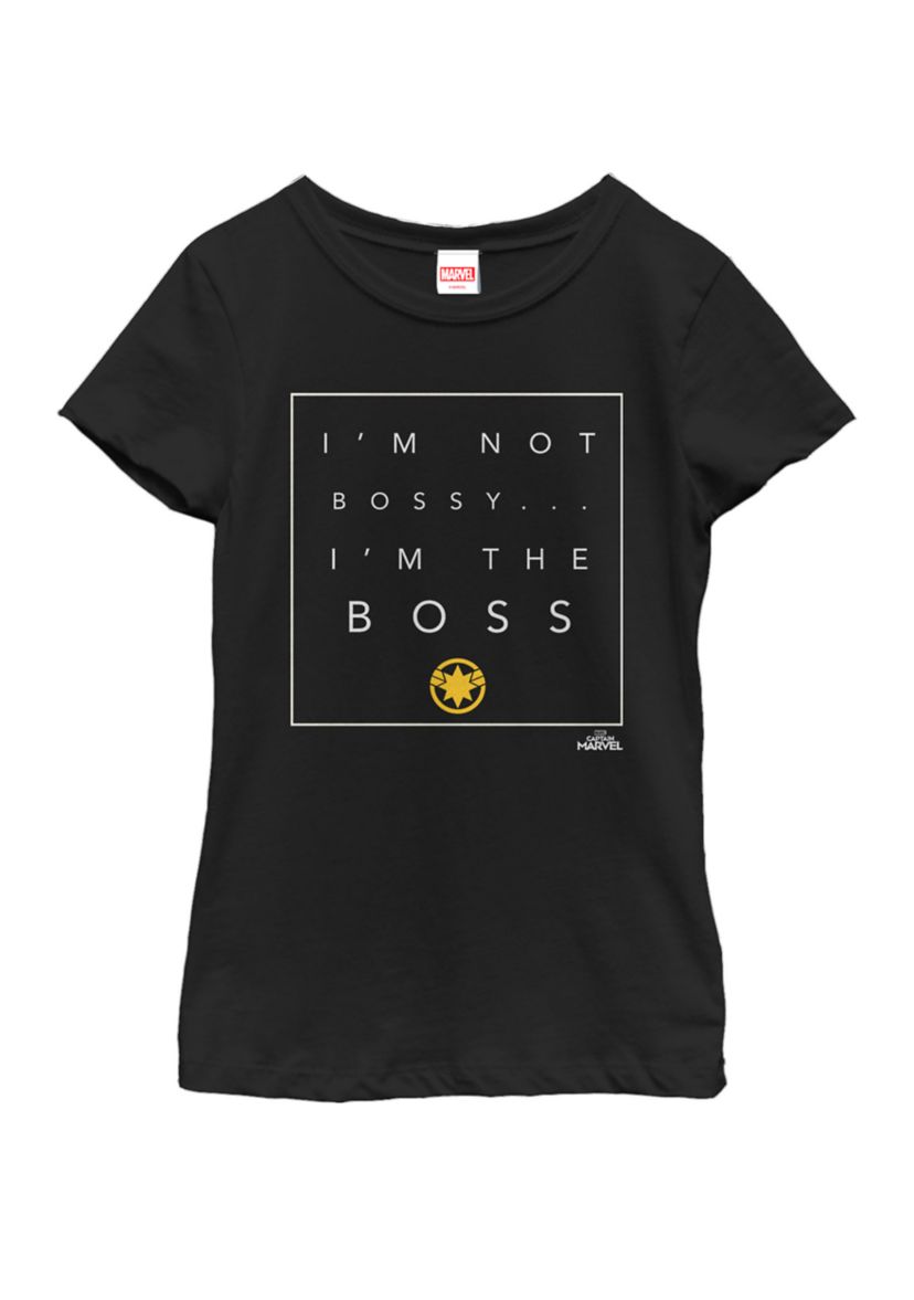 Marvel Girls 7-16 Captain Marvel Not Bossy I'm The Boss Short Sleeve ...