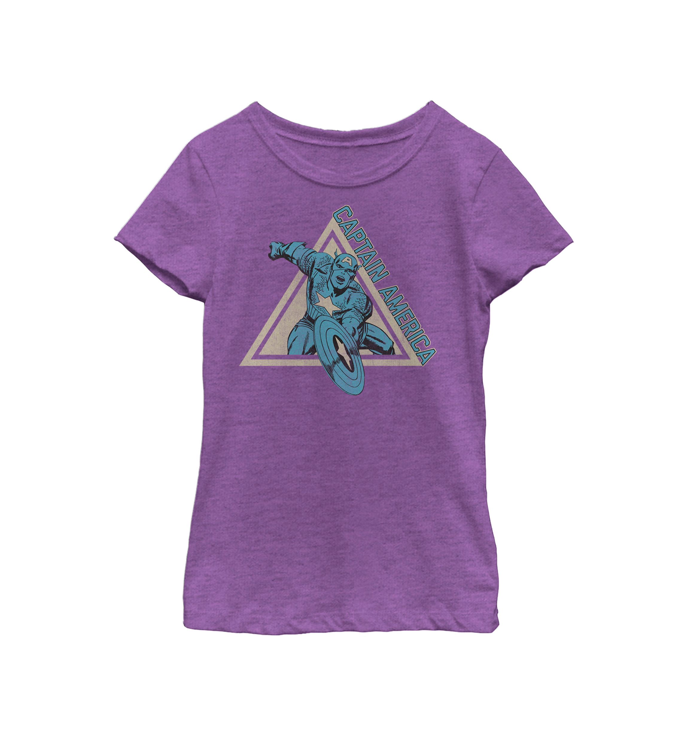 Marvel Girls Captain America Avengers Triangle Short Sleeve Graphic T ...