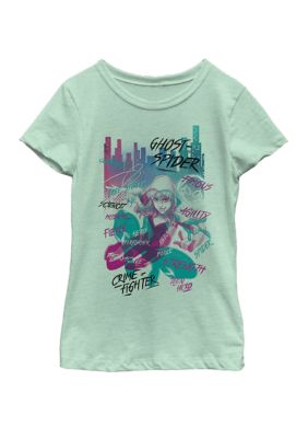 Marvel Girls 7-16 Ghospider Spray Paint Word Scatter Short Sleeve ...