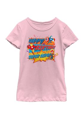 Marvel Girls 46x Marvel Seasonal Happy Birthday Super Hero Graphic Top ...